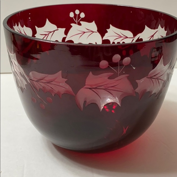 Teleflora | Holiday | Vintage Teleflora Etched Glass Ruby Red Bowl ...